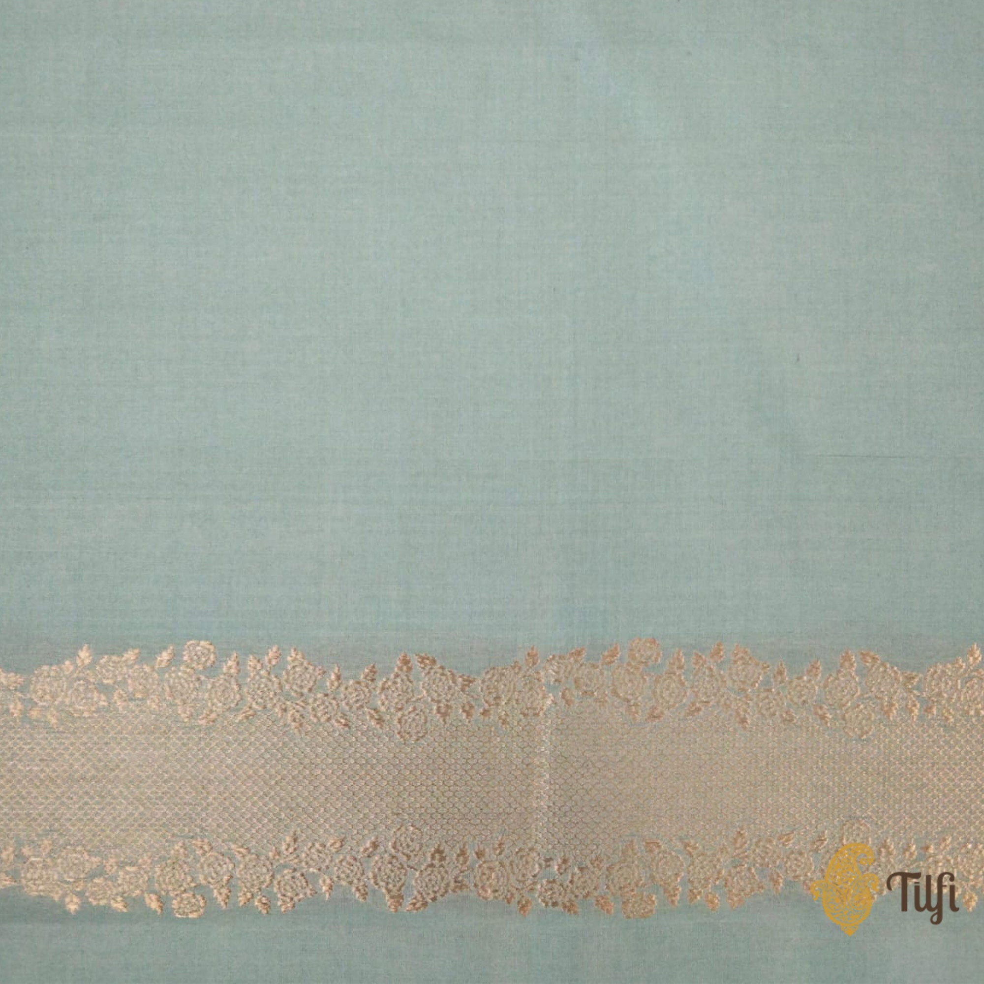 'Jeanne' Light Blue Pure Katan Silk Banarasi Handloom Saree - Tilfi