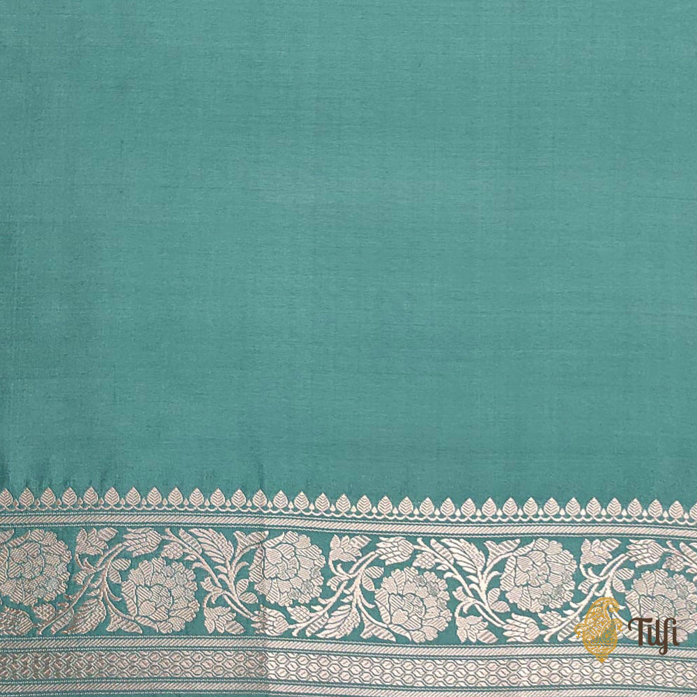 Pre-Order: Light Aqua Blue Pure Katan Silk Banarasi Handloom Saree - Tilfi