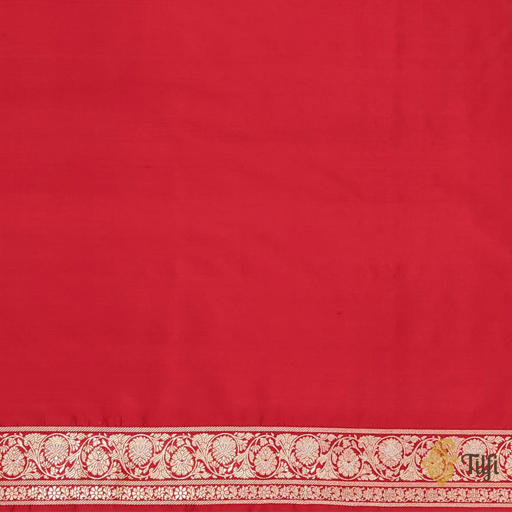 'Hasanthi' Red Pure Katan Silk Banarasi Handloom Saree - Tilfi