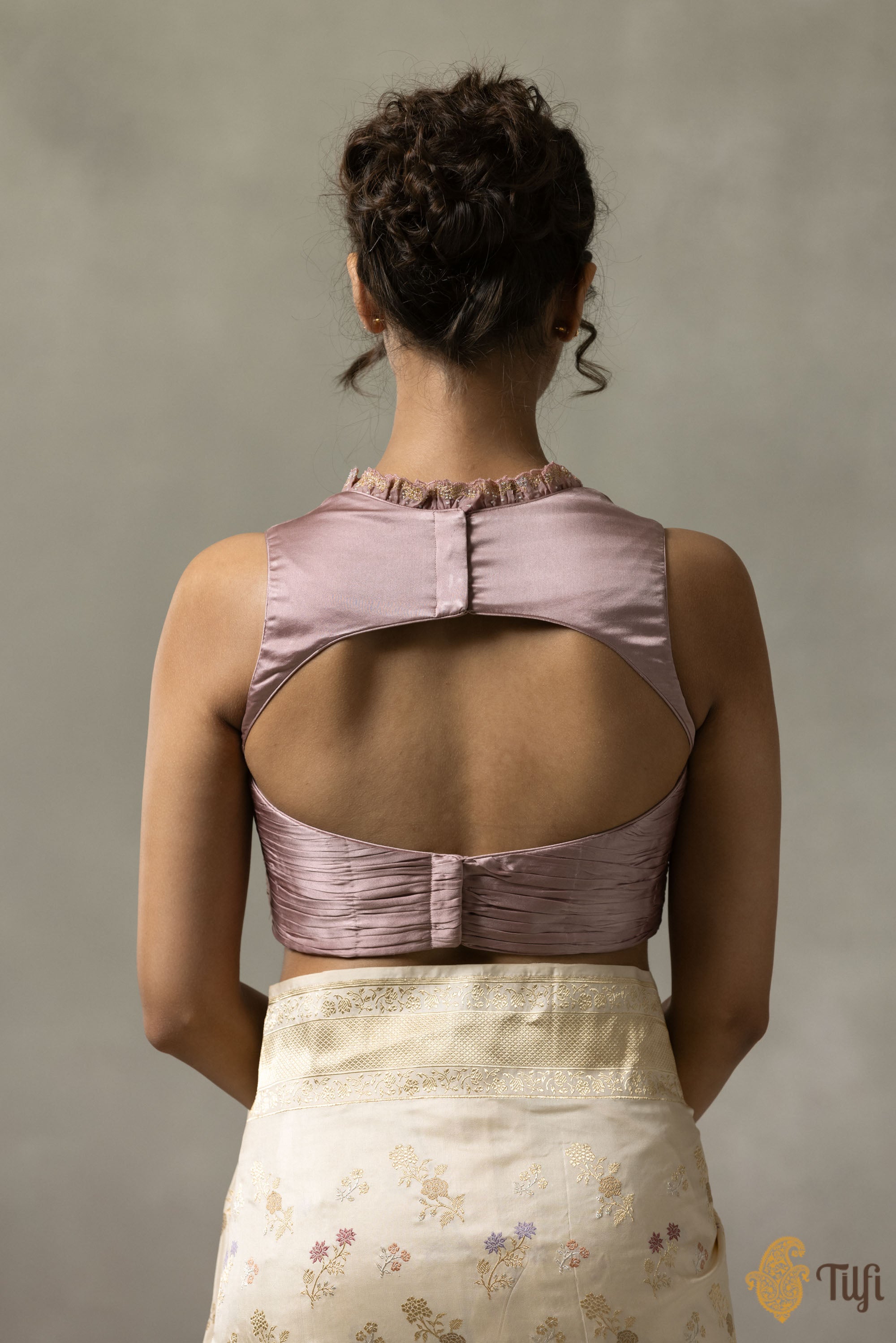 Dusty Rose Pink Pure Satin Silk Blouse - Tilfi