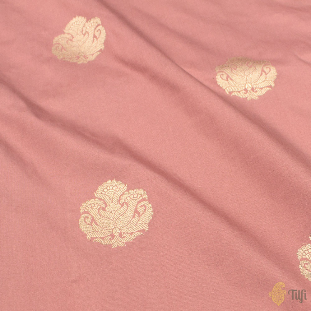Gajri Pink-Dark Brown Pure Katan Silk Banarasi Kadiyal Handloom Saree ...