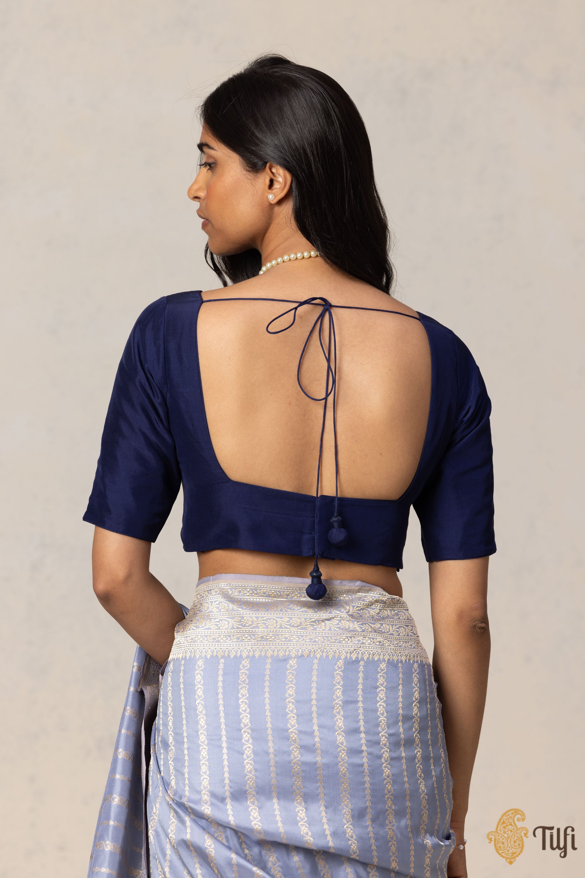 Deep Blue Pure Silk Essentials Blouse - Tilfi