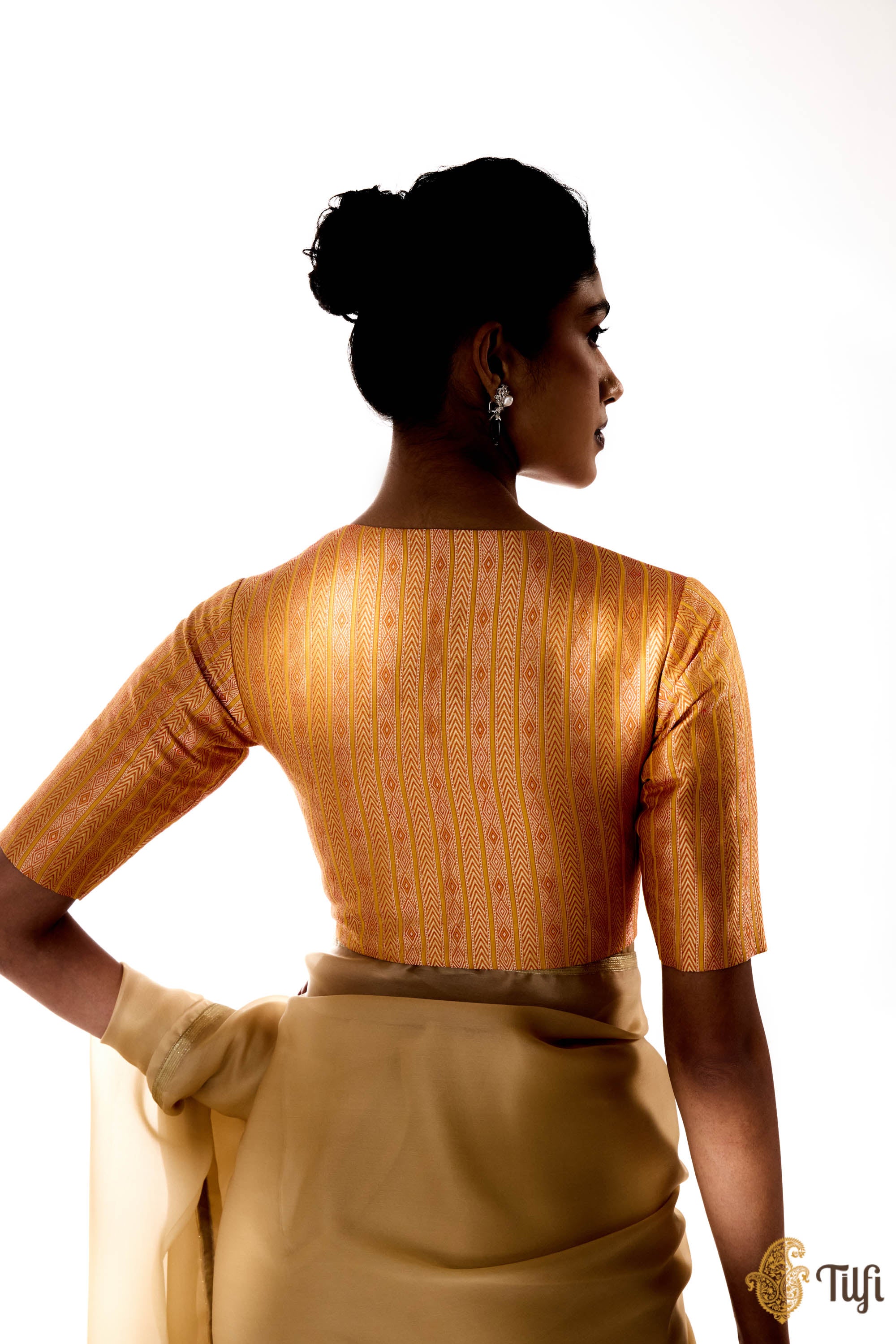 Yellow Pure Katan Silk Handloom Banarasi Blouse - Tilfi