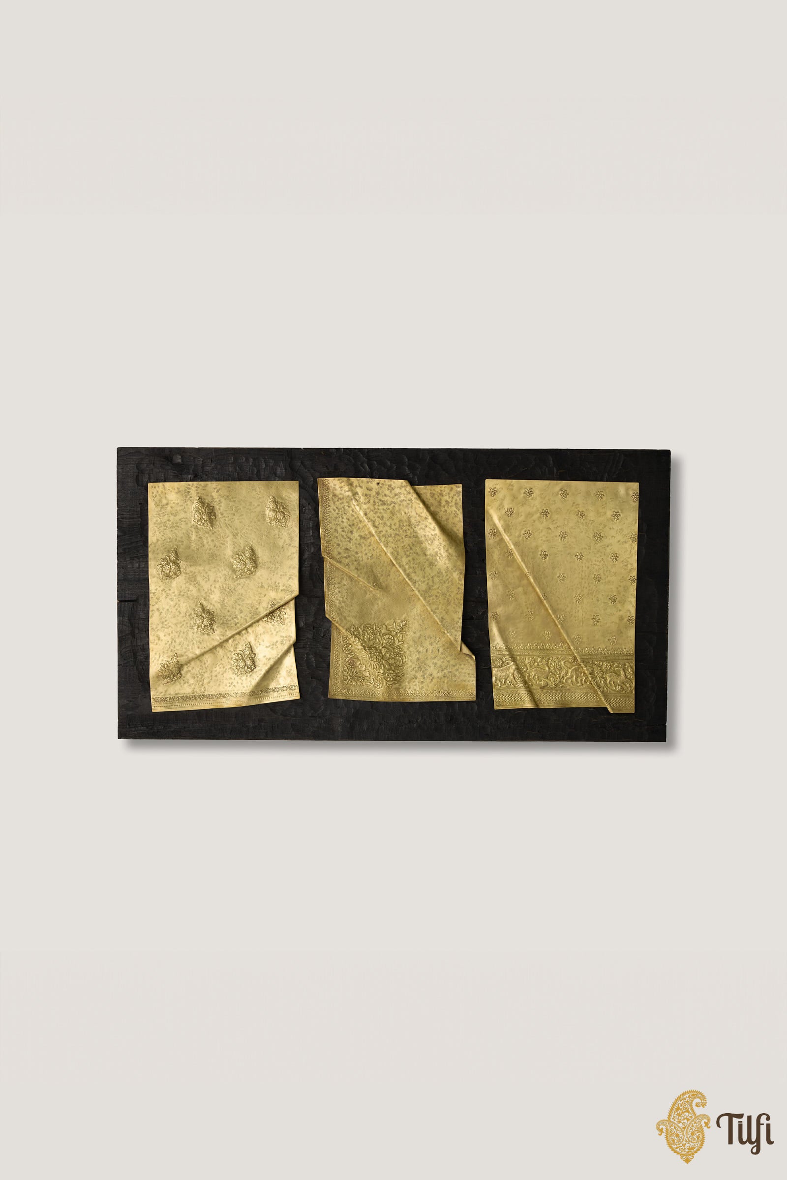 'Koniya' Undulated Brass Metal Repousse Wall Art - Tilfi