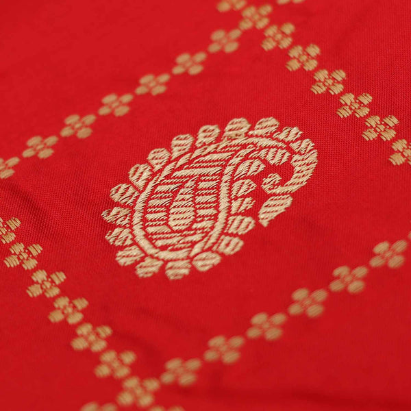 'Ragini' Red Pure Katan Silk Banarasi Handloom Saree - Tilfi