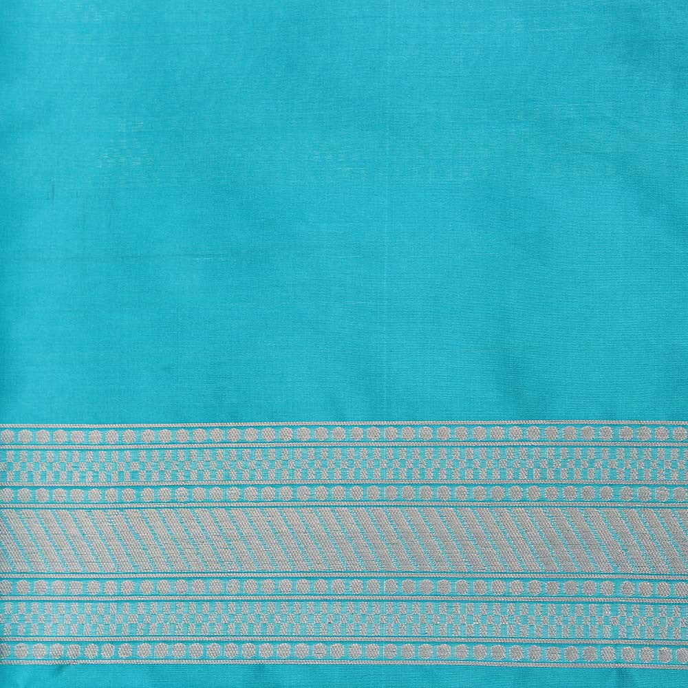 Ferozi Blue Pure Katan Silk Banarasi Handloom Saree - Tilfi