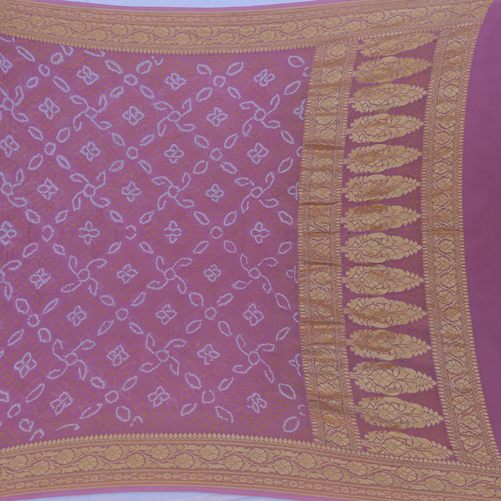 Gajri Pink Pure Georgette Banarasi Handloom Bandhani Dupatta - Tilfi