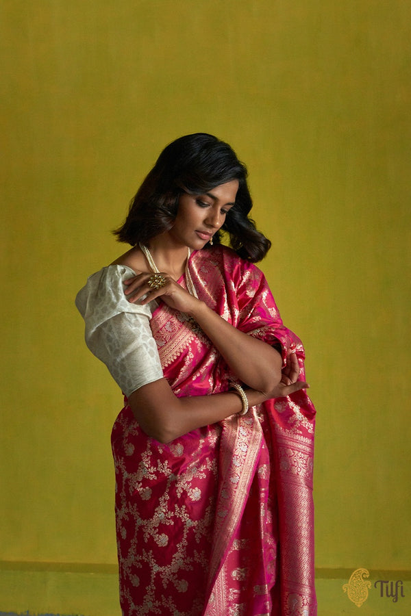 Pure Handwoven Banarasi Sarees Tagged "pink" - Tilfi