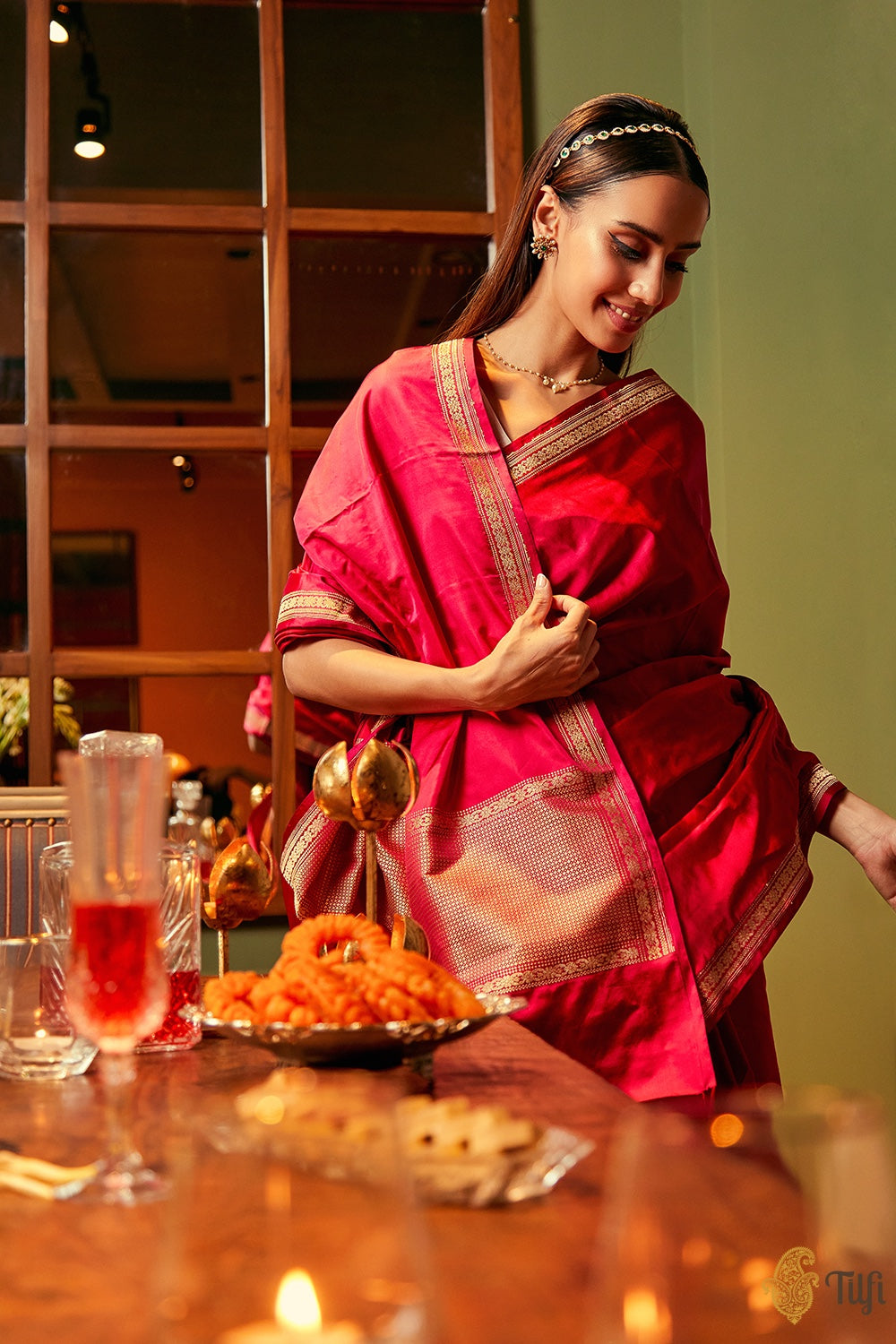 'Preshti' Rani Pink Pure Soft Satin Silk Banarasi Handloom Saree - Tilfi