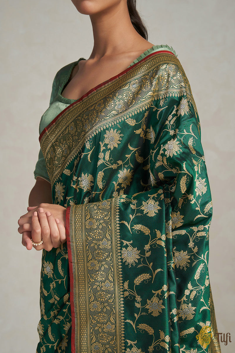 Pure Handwoven Banarasi Sarees Tagged "green" - Tilfi