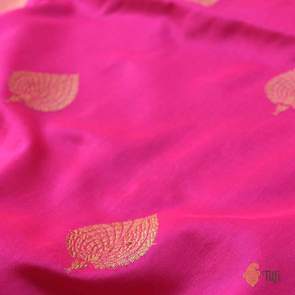 Gulabi Pink Pure Katan Silk Banarasi Handloom Dupatta - Tilfi
