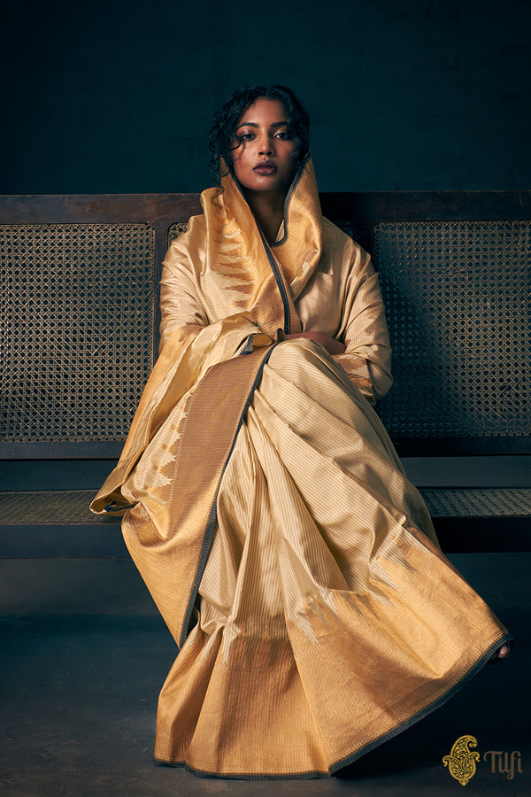 Pure Handwoven Banarasi Sarees Tagged "beige" - Tilfi