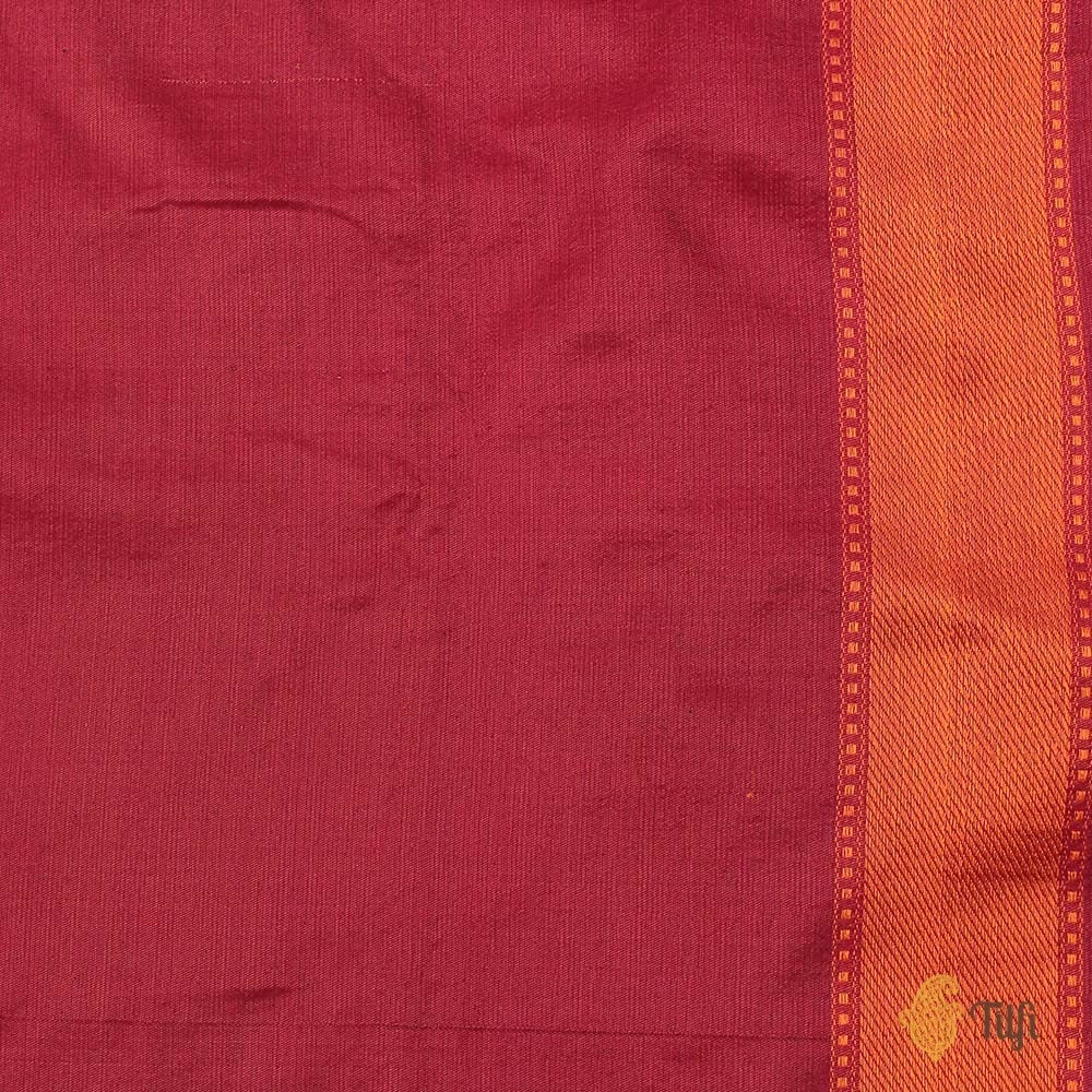 Mustard-Maroon Pure Soft Satin Silk Tanchoi Jamawar Banarasi Handloom ...