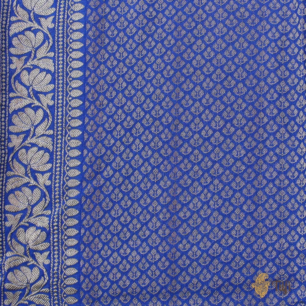Ferozi Blue-Royal Blue Pure Chiffon Georgette Banarasi Handloom Saree ...