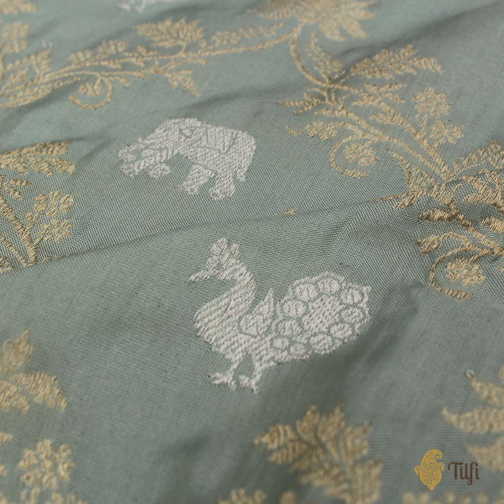 Pale Duck Egg Blue Pure Katan Silk Banarasi Shikaargah Handloom Saree ...