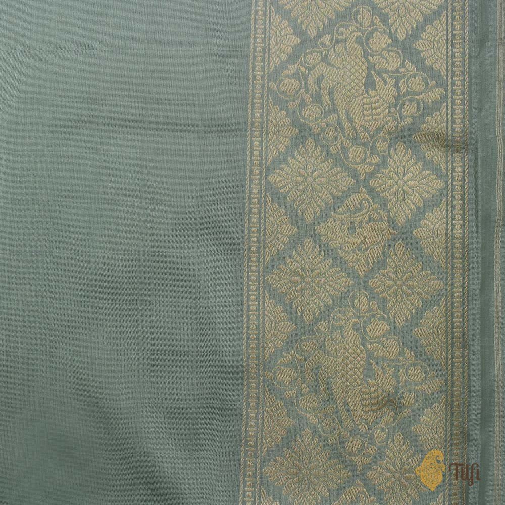 Pale Duck Egg Blue Pure Katan Silk Banarasi Shikaargah Handloom Saree ...