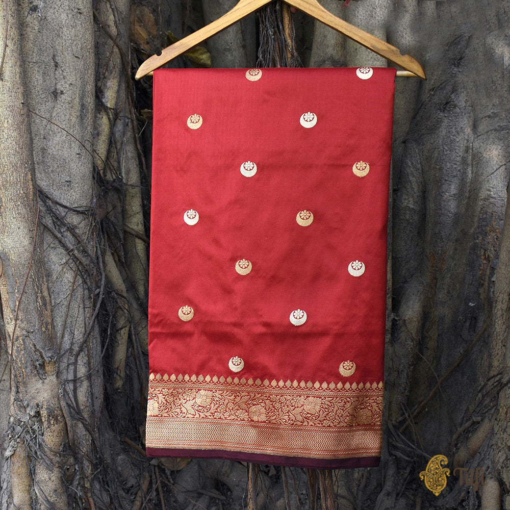 Pre-Order: Maroon Pure Katan Silk Banarasi Handloom Saree - Tilfi