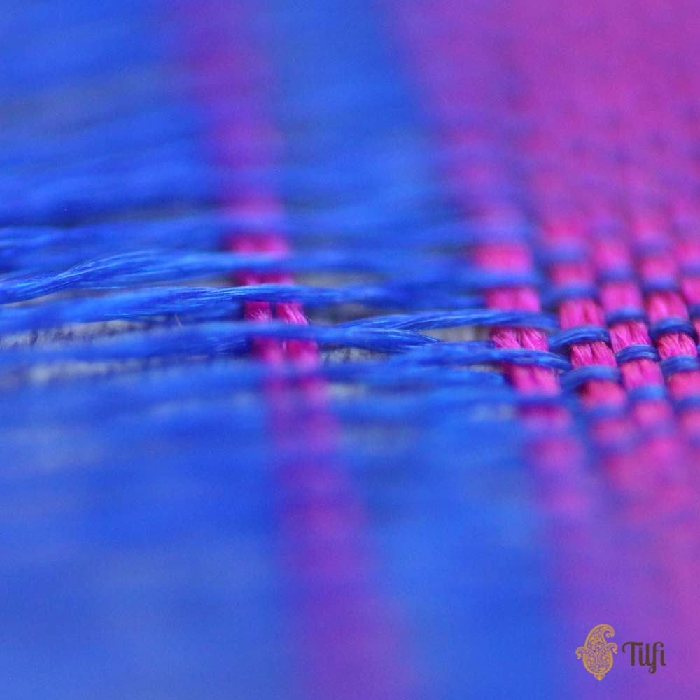 Royal Blue-Magenta Pure Katan Silk Banarasi Shikaargah Handloom Saree ...