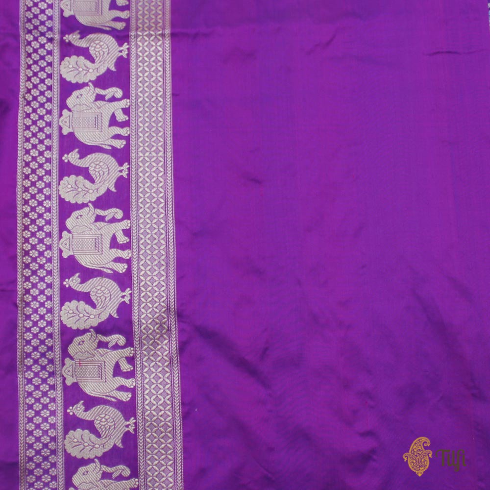 Royal Blue-Magenta Pure Katan Silk Banarasi Shikaargah Handloom Saree ...