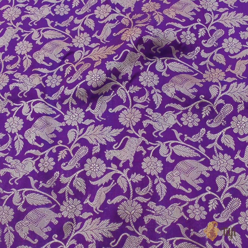 Royal Blue-Magenta Pure Katan Silk Banarasi Shikaargah Handloom Saree ...