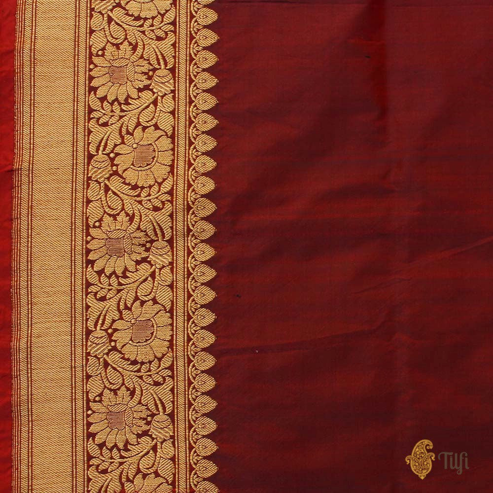 Black-Maroon Pure Katan Silk Banarasi Handloom Saree - Tilfi