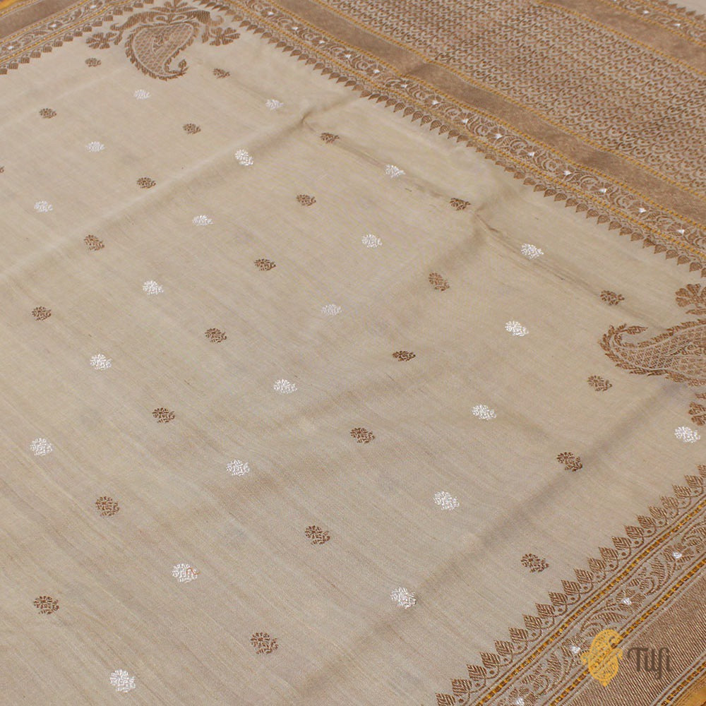 Tussar Colour Pure Tussar Silk Banarasi Handloom Saree - Tilfi