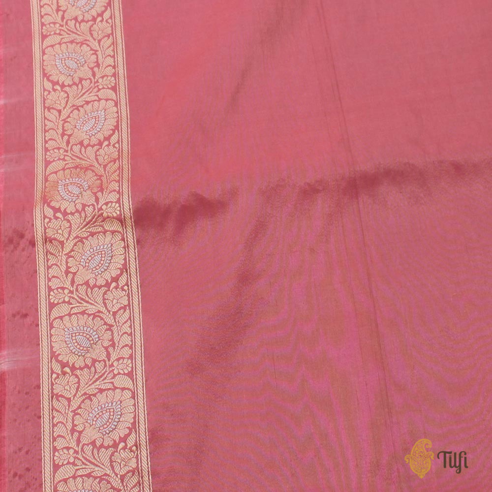 Gajri Pink Pure Katan Silk Tissue Banarasi Handloom Saree - Tilfi