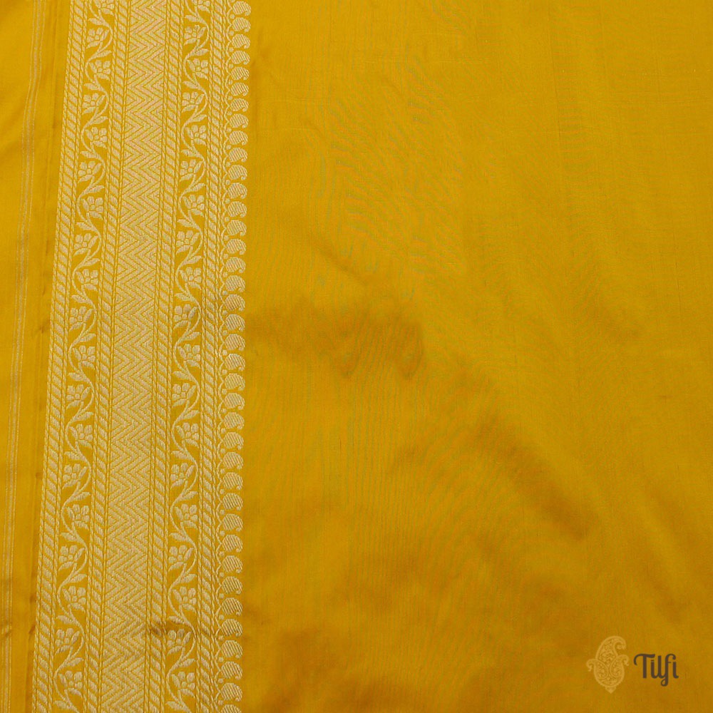 Yellow Pure Katan Silk Banarasi Handloom Saree - Tilfi
