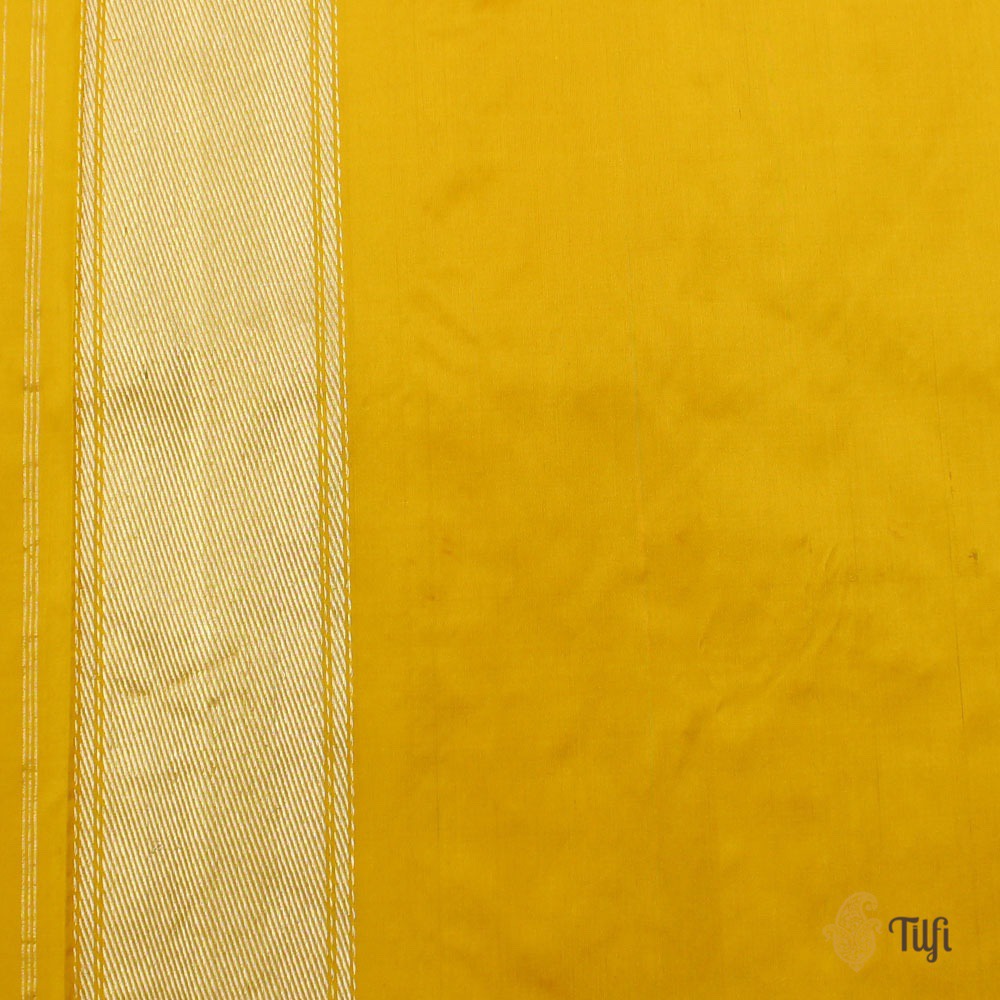 Yellow Pure Katan Silk Banarasi Handloom Saree - Tilfi
