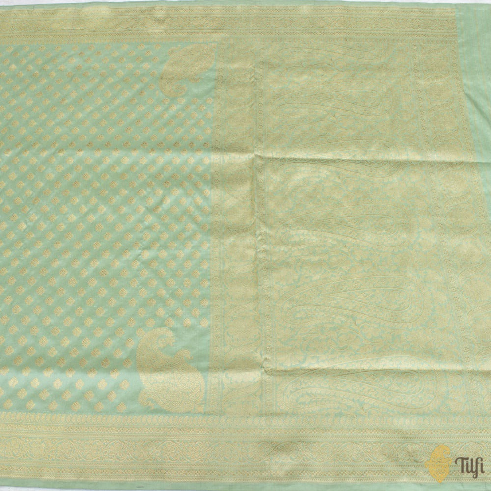 Light Blue Pure Katan Silk Banarasi Handloom Saree - Tilfi
