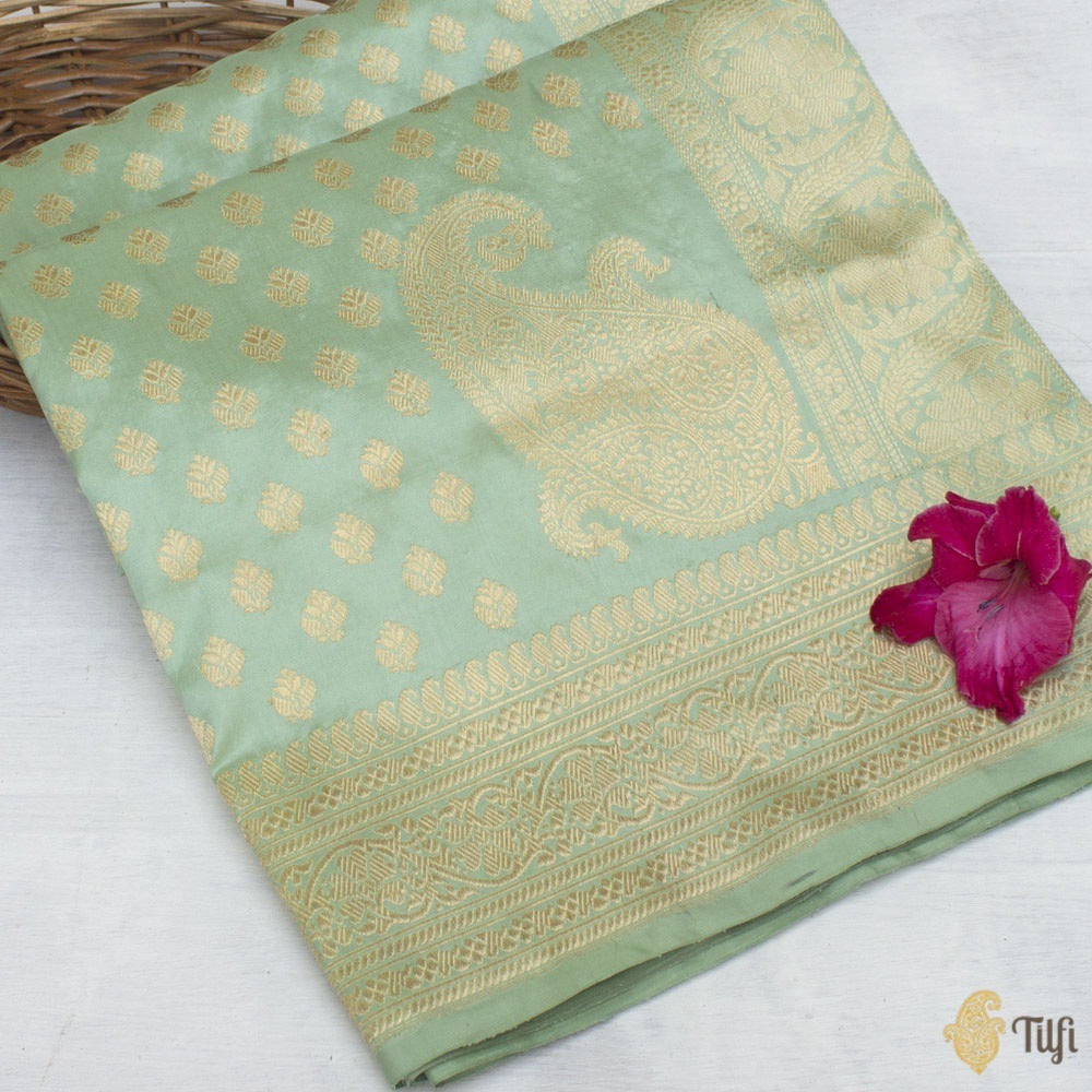 Light Blue Pure Katan Silk Banarasi Handloom Saree - Tilfi