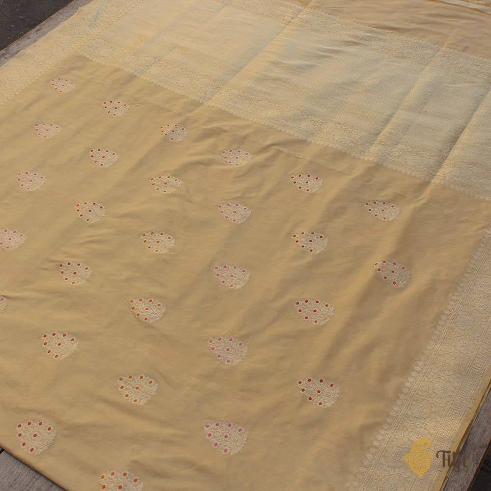 Tussar Colour Pure Katan Silk Banarasi Handloom Saree - Tilfi