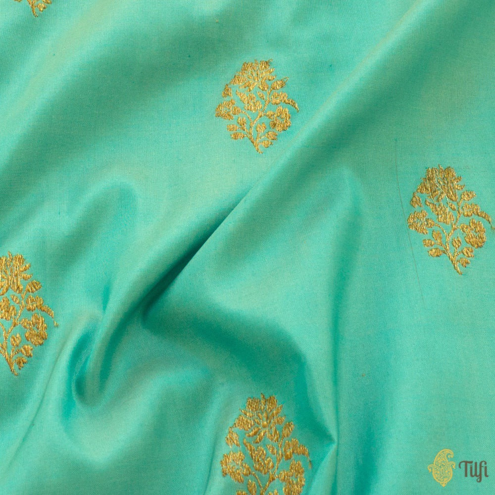 Ferozi Blue Pure Katan Silk Banarasi Handloom Saree - Tilfi