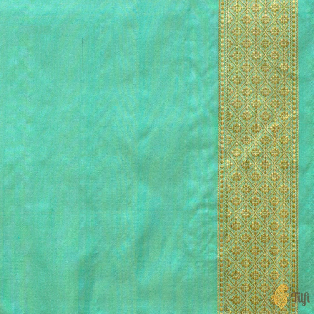 Ferozi Blue Pure Katan Silk Banarasi Handloom Saree - Tilfi