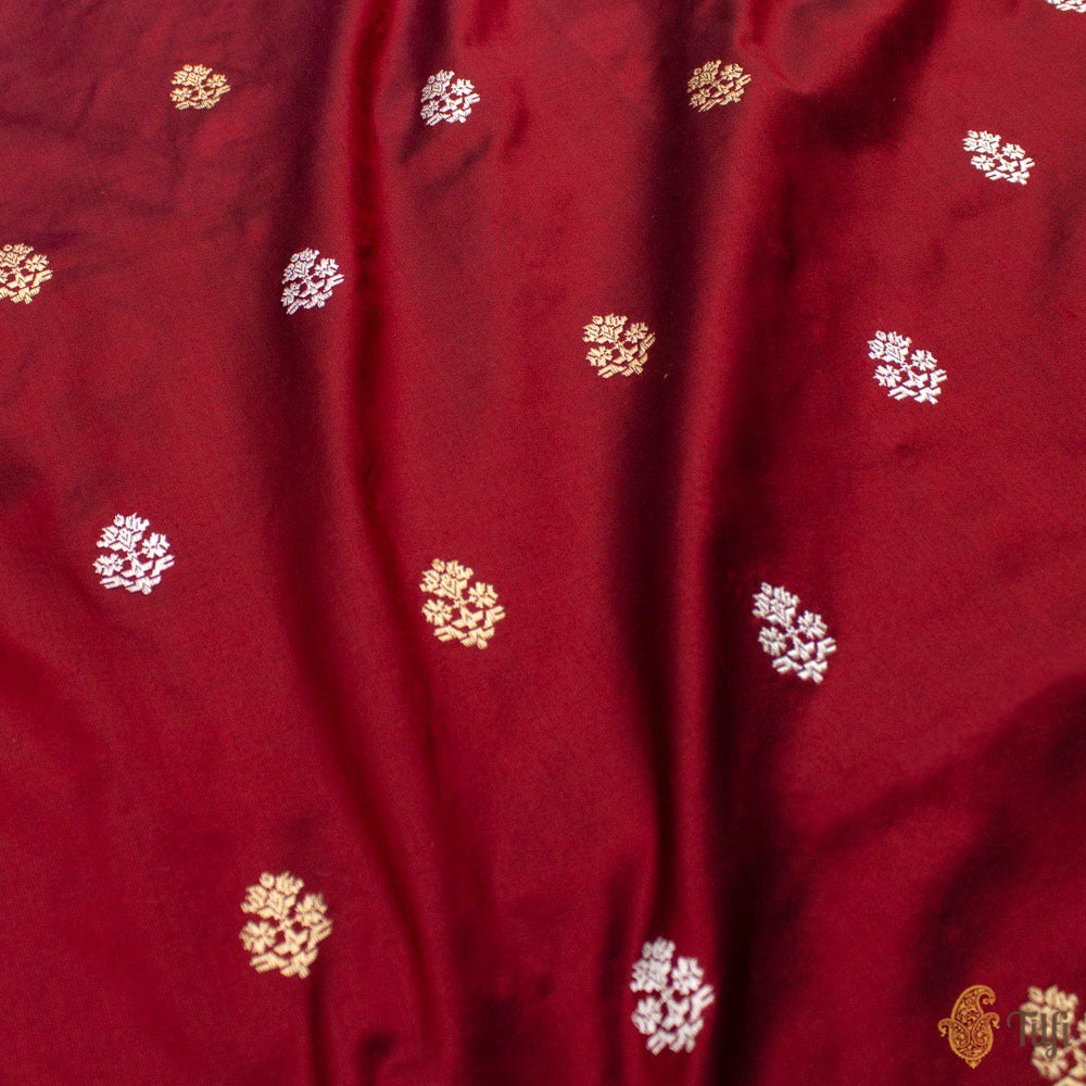 Pre-Order: Deep Maroon Pure Katan Silk Banarasi Handloom Saree - Tilfi
