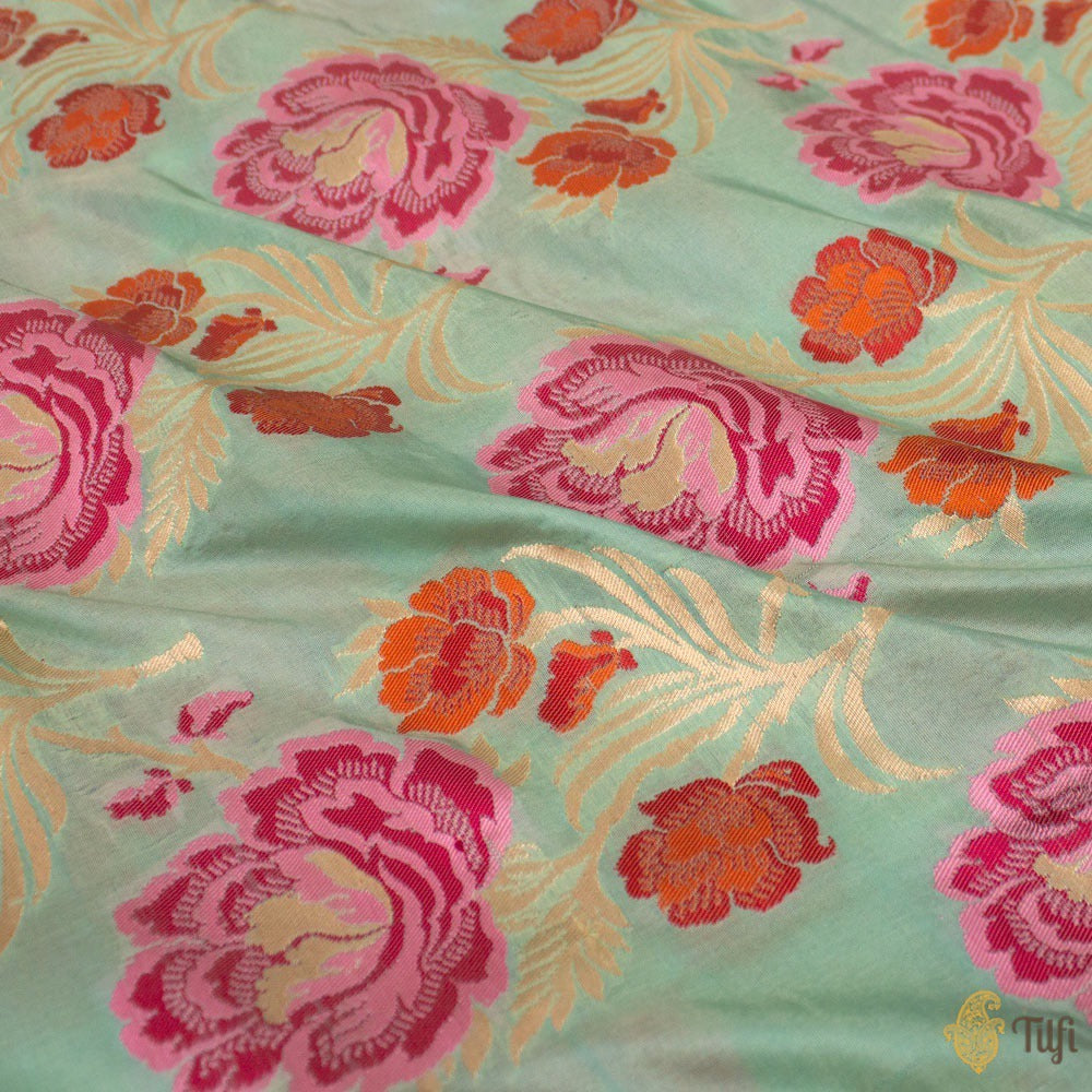 Light Blue Pure Katan Silk Banarasi Handloom Saree - Tilfi