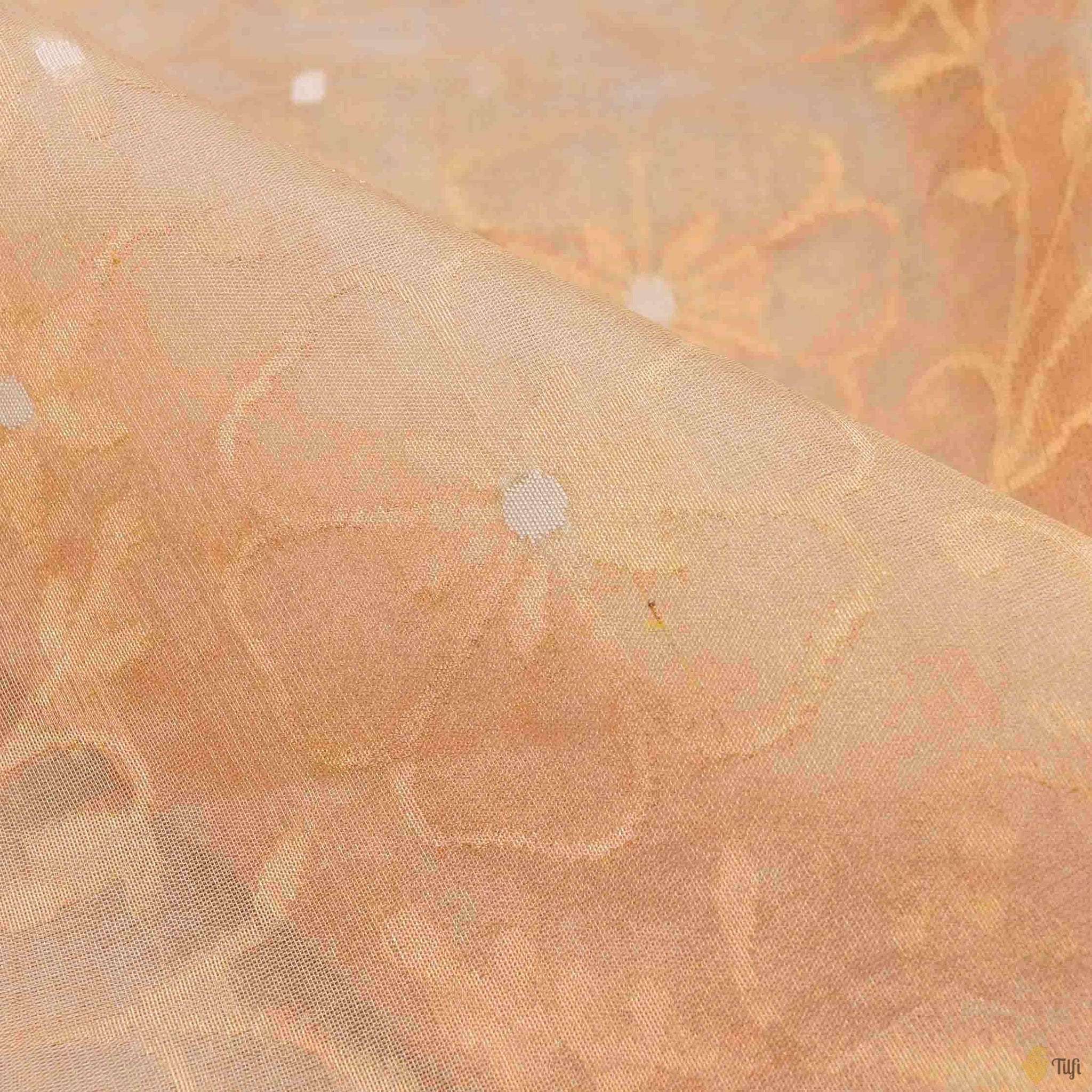 Light Gold Pure Kora Tissue Silk Banarasi Handloom Saree - Tilfi