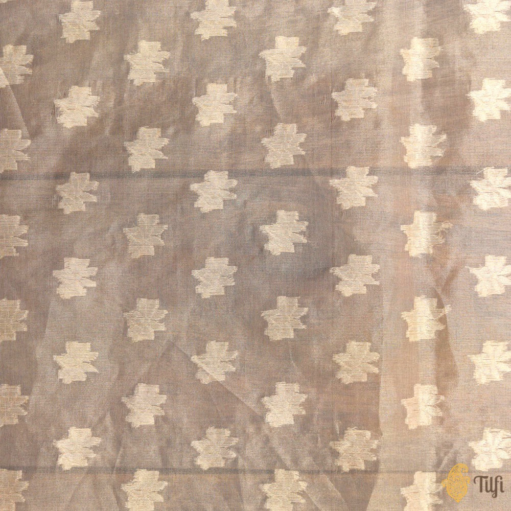 Light Gold Pure Kora Tissue Silk Banarasi Handloom Saree - Tilfi