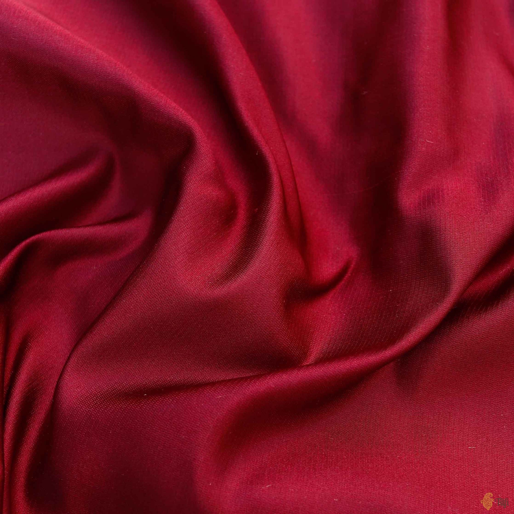 Deep Maroon Pure Satin Silk Banarasi Valkalam Handloom Saree - Tilfi