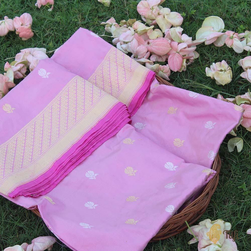 Light Gajri Pink Pure Katan Silk Banarasi Handloom Saree - Tilfi