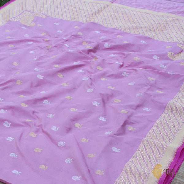 Light Gajri Pink Pure Katan Silk Banarasi Handloom Saree - Tilfi