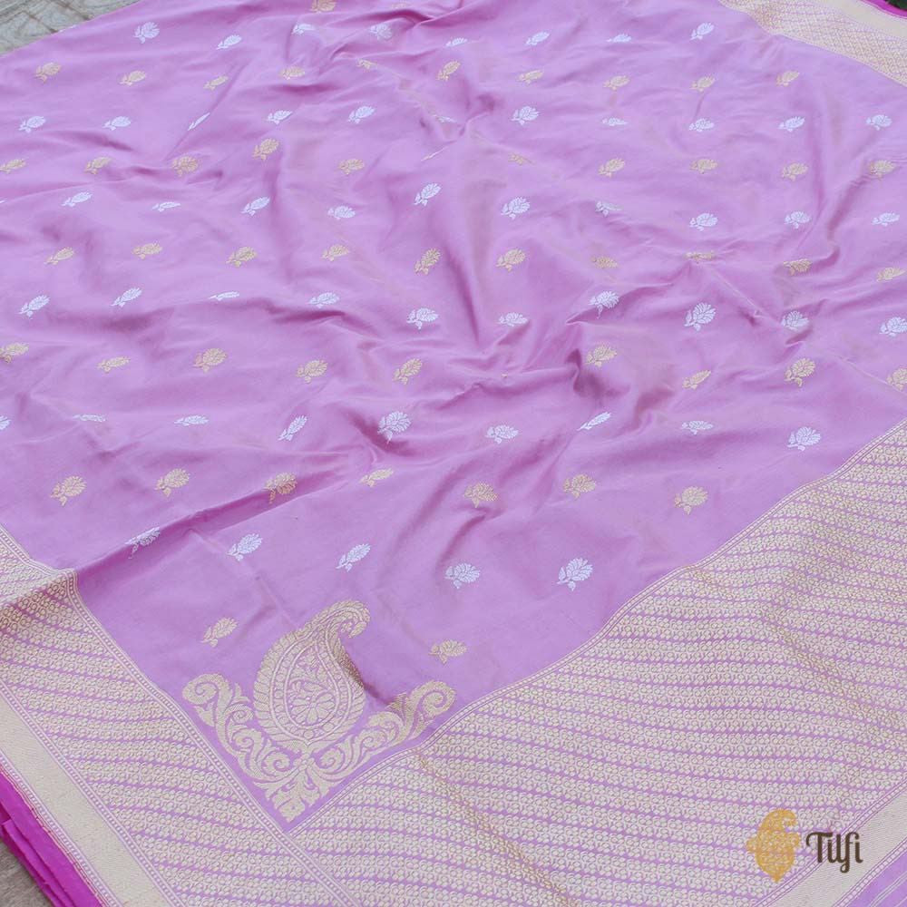 Light Gajri Pink Pure Katan Silk Banarasi Handloom Saree - Tilfi