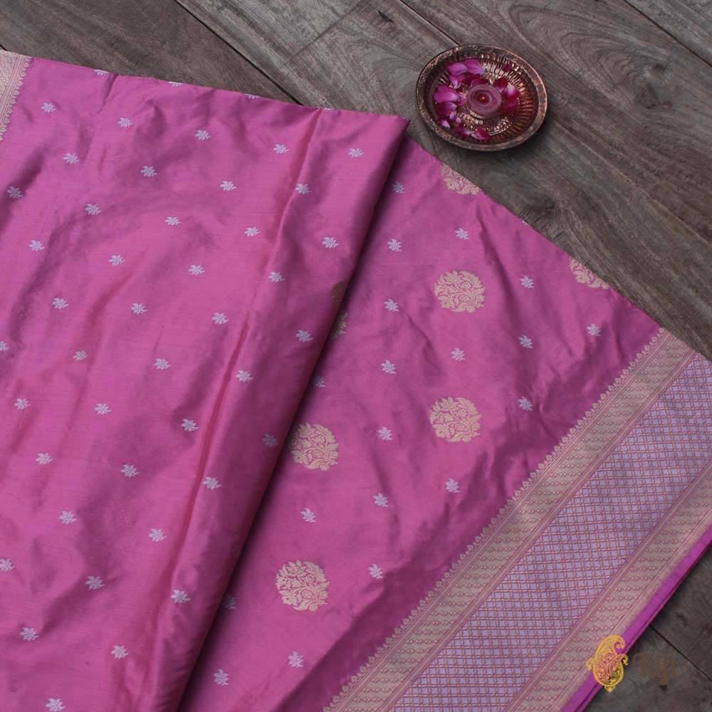 Gajri Pink Pure Katan Silk Banarasi Handloom Saree - Tilfi