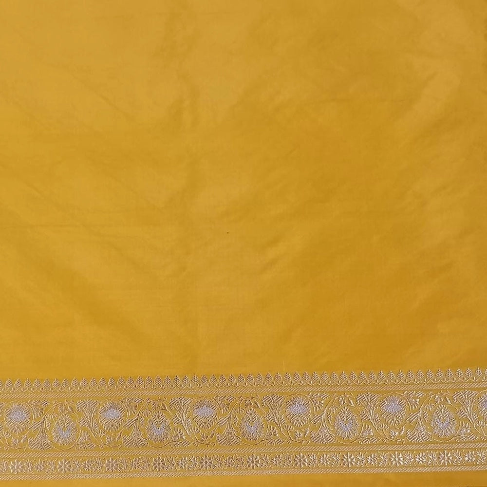 'Hasanthi' Yellow Pure Katan Silk Banarasi Handloom Saree - Tilfi