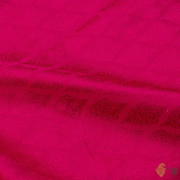 Rani Pink-Red Pure Soft Satin Silk Banarasi Handloom Fabric - Tilfi
