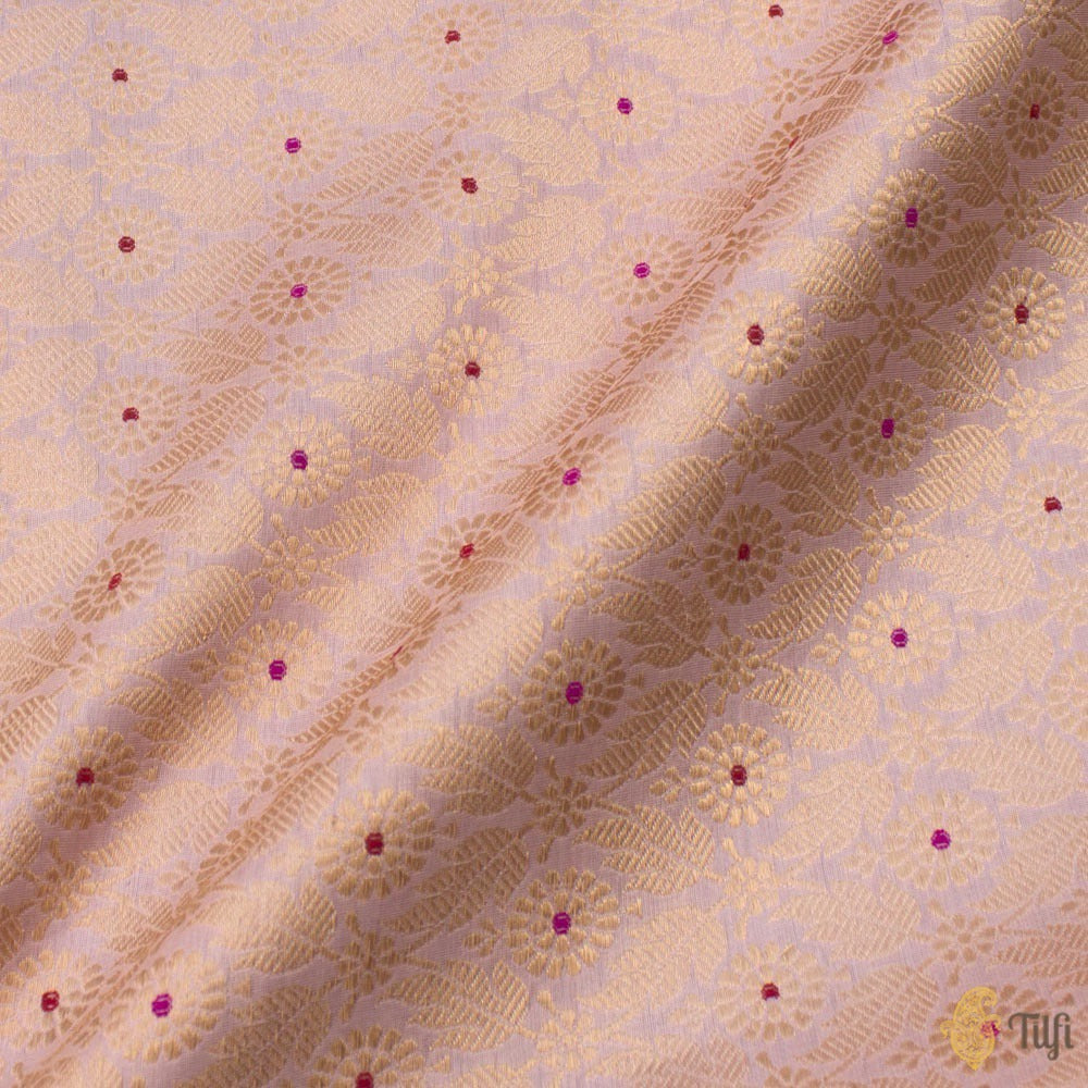 Light Old Rose Pink Pure Katan Silk Banarasi Handloom Fabric - Tilfi