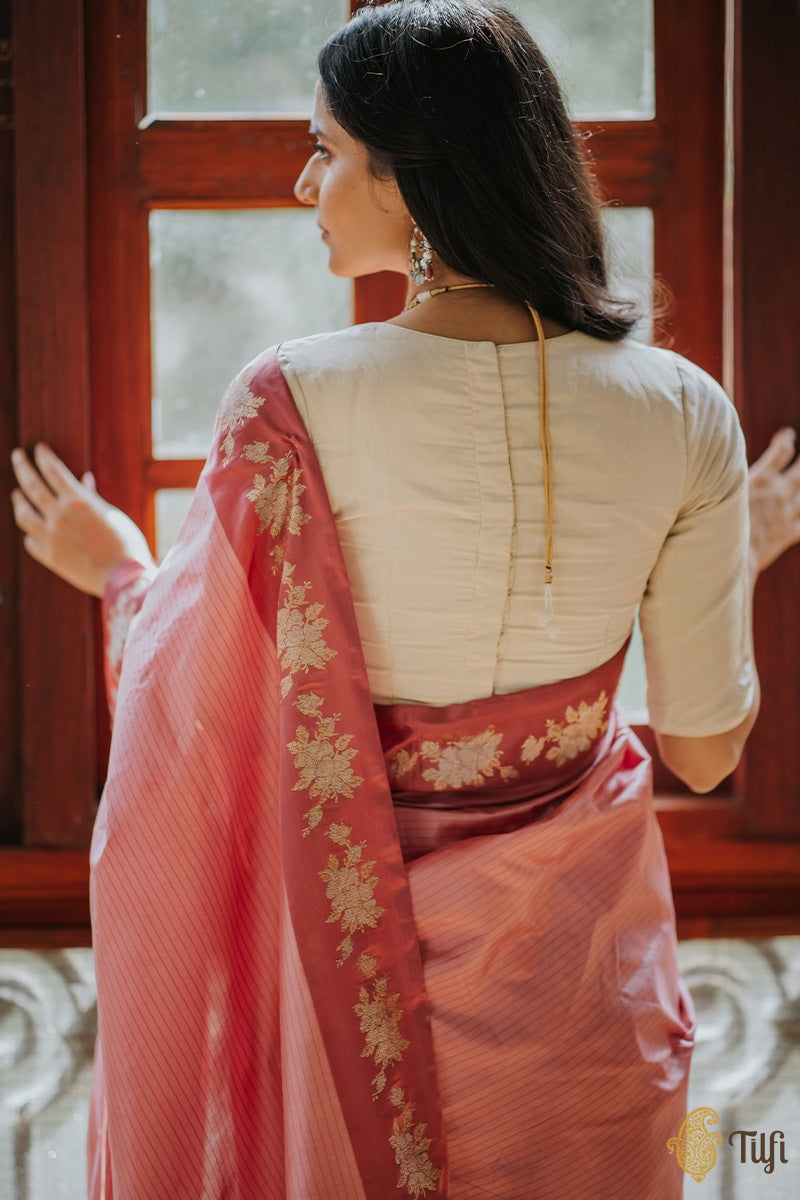Gajri Pink Pure Katan Silk Banarasi Handloom Saree - Tilfi