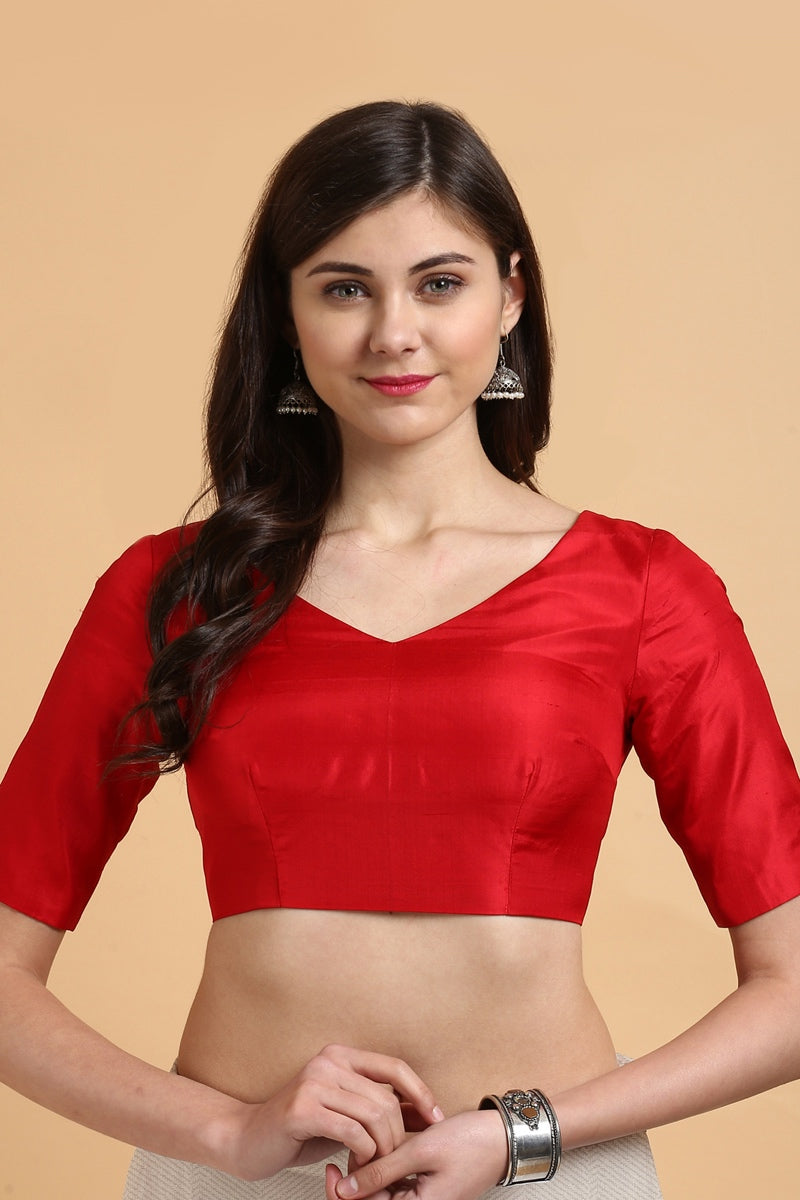 Red Silk Tassel Detail Blouse - Tilfi