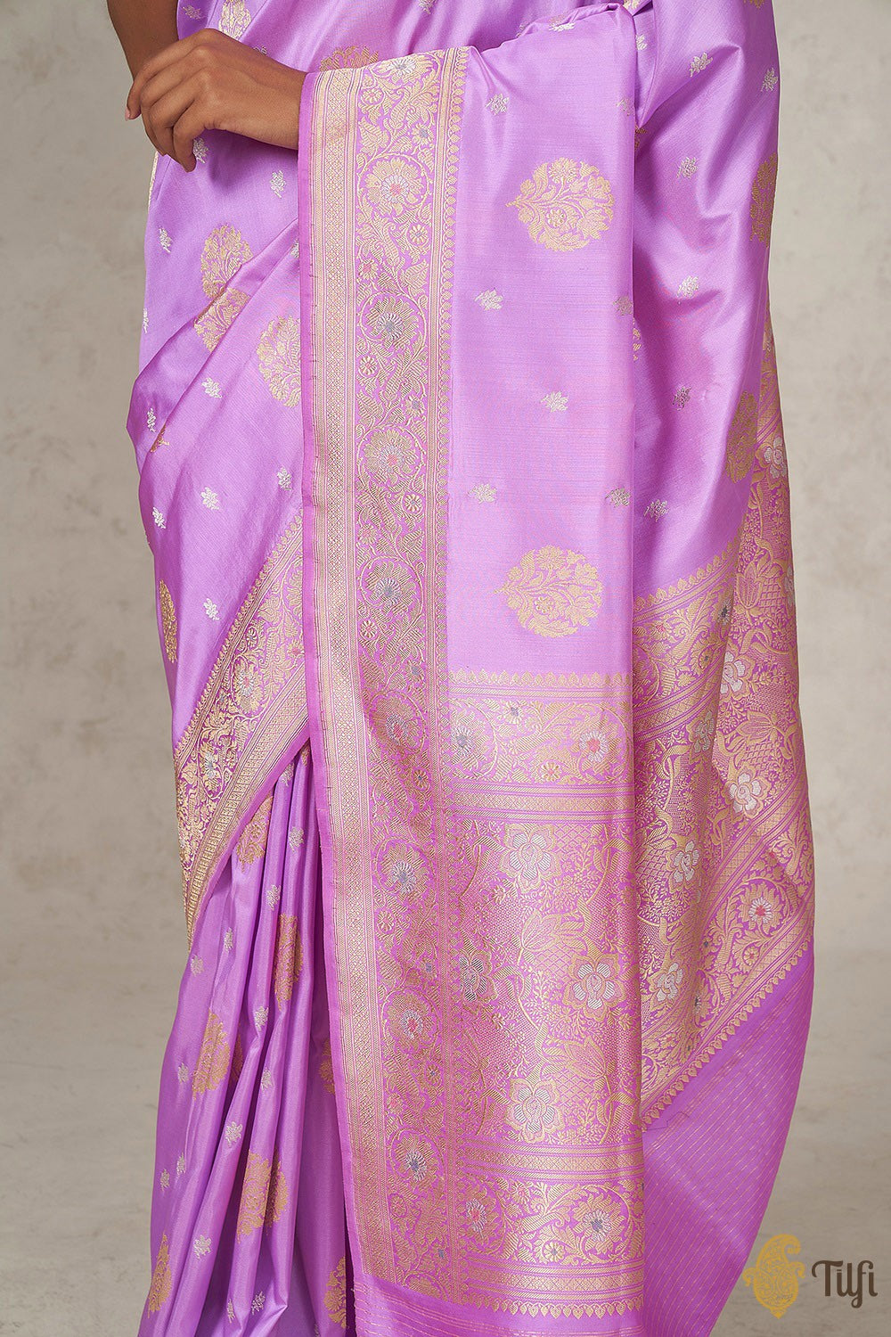 Lilac Pure Katan Silk Banarasi Handloom Saree - Tilfi