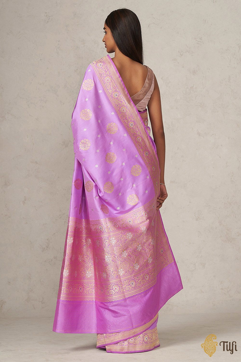 Lilac Pure Katan Silk Banarasi Handloom Saree - Tilfi